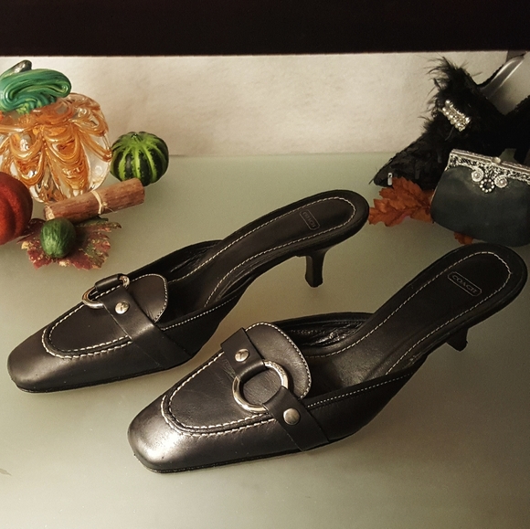 Coach | Shoes | Coach Sheri Leather Slipon Kitten Heelssandals | Poshmark